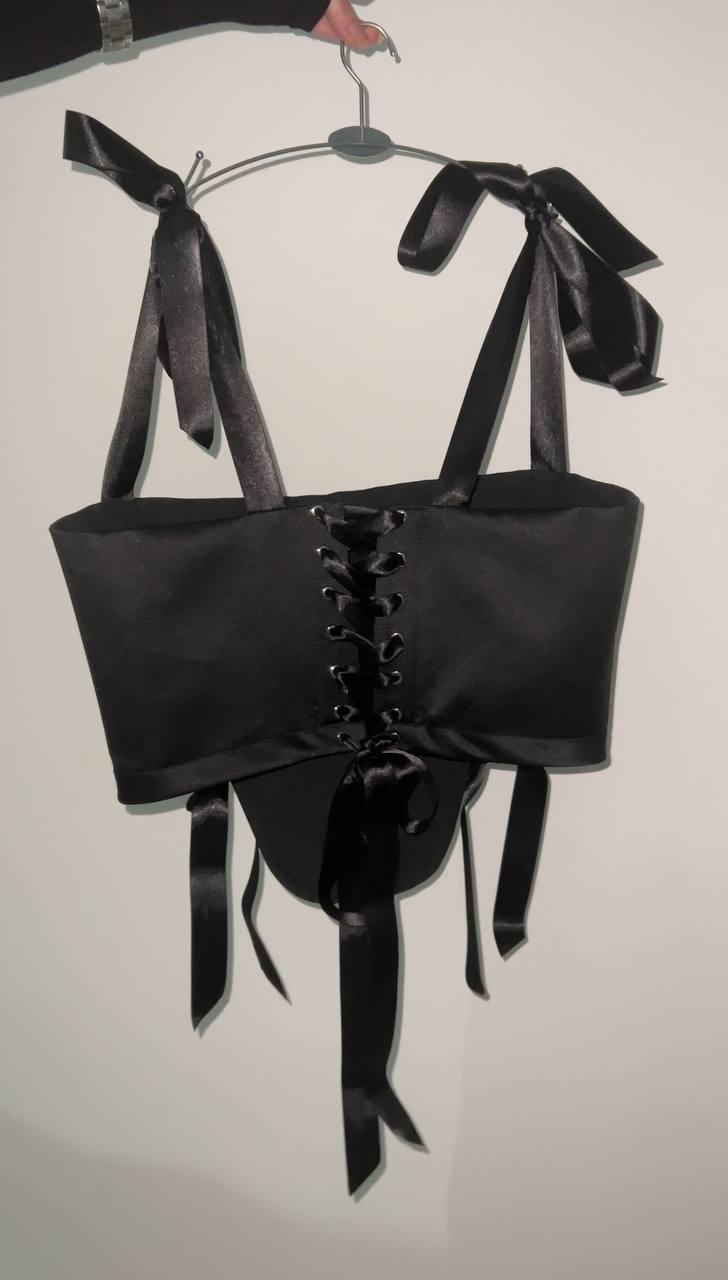 Black Gothic Lace Corset Renaissance-inspired Bustier Satin Ribbon Ties ...