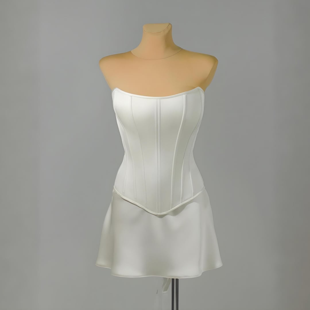 Modern Minimalist Wedding Outfit - Сorset and Short Skirt, Two Piece ...