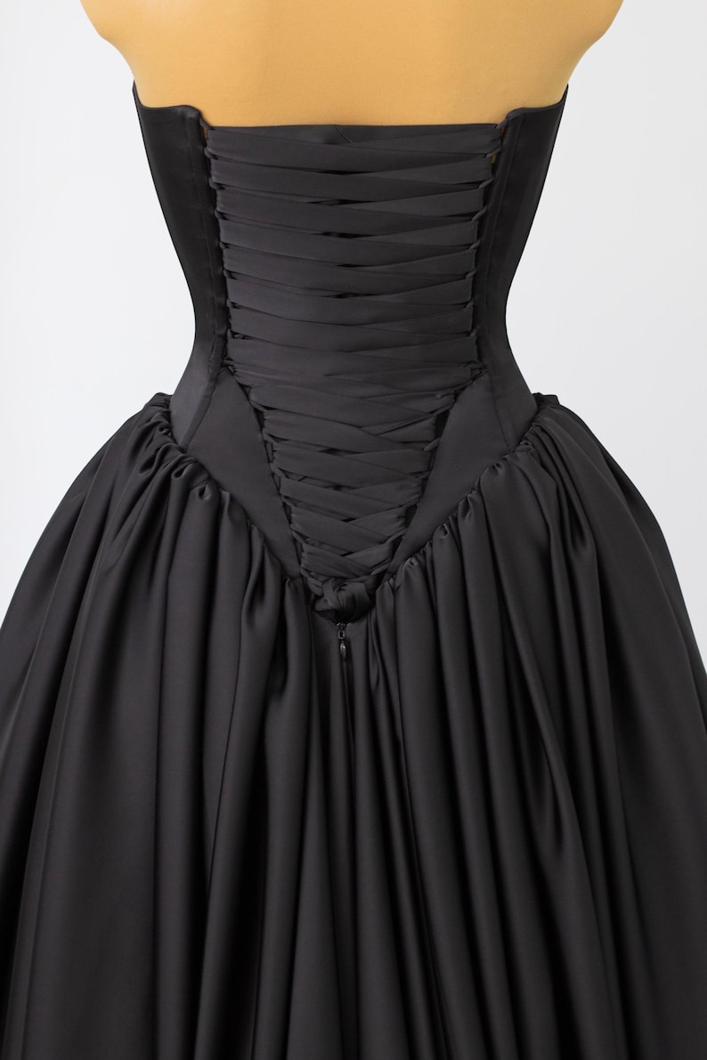 Custom Black Wedding Dress With Long Train, Dramatic Corset Bridal Gown ...