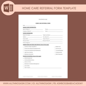Simple Referral Template, Home Health Care Referral, PDF, Business Document, Printable Form ...