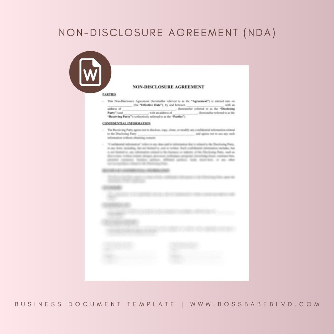Non-disclosure Agreement Template, NDA Template, NDA Agreement ...