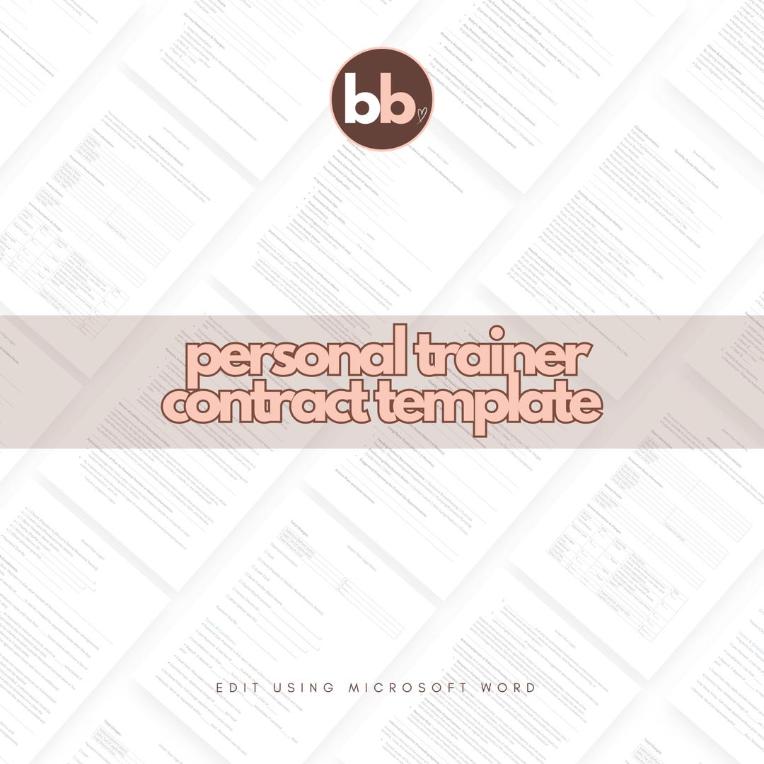 Personal Trainer Contract Template, Fitness Coach Agreement, Editable ...