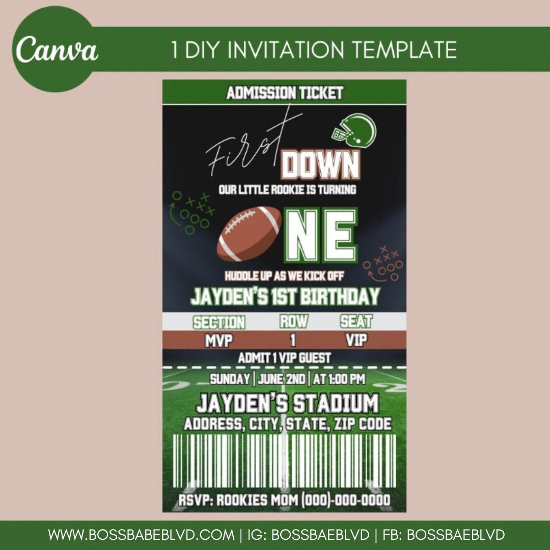 Football Theme Birthday Invitation, Boy Birthday, Football Theme First ...
