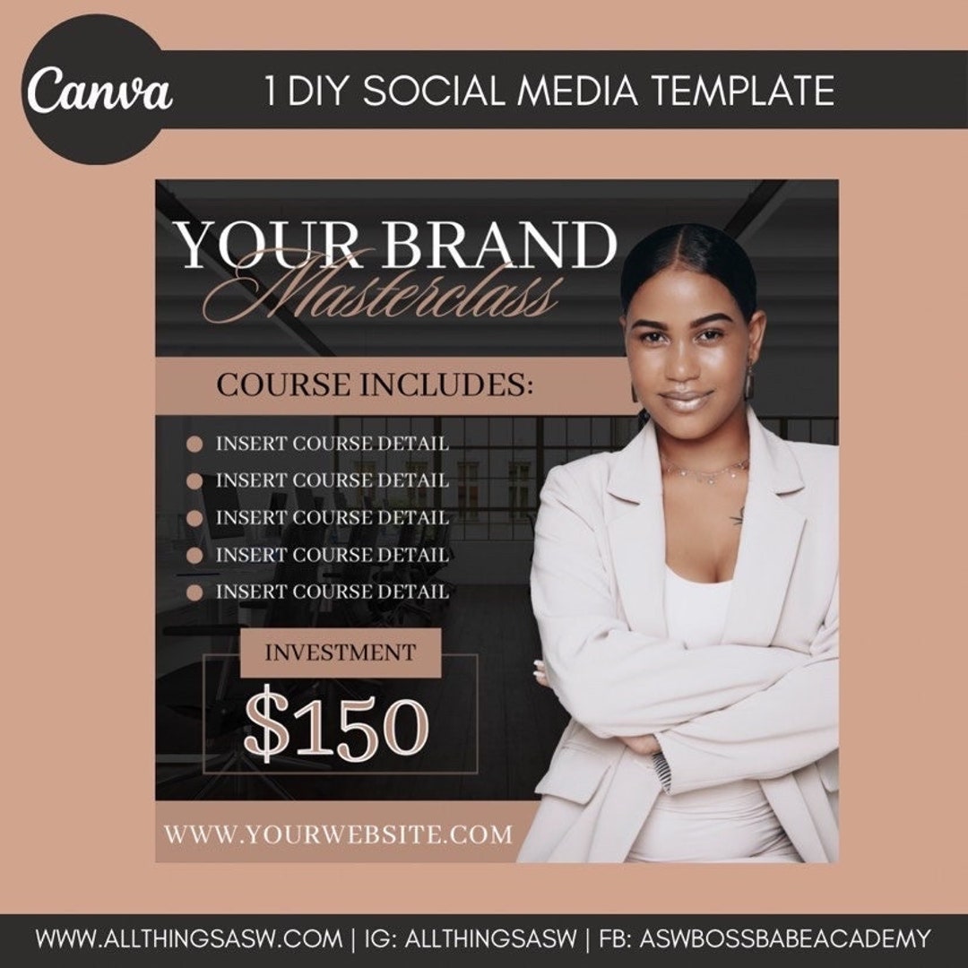 DIY Course Flyer, Canva Template, Masterclass Flyer, Online Course ...
