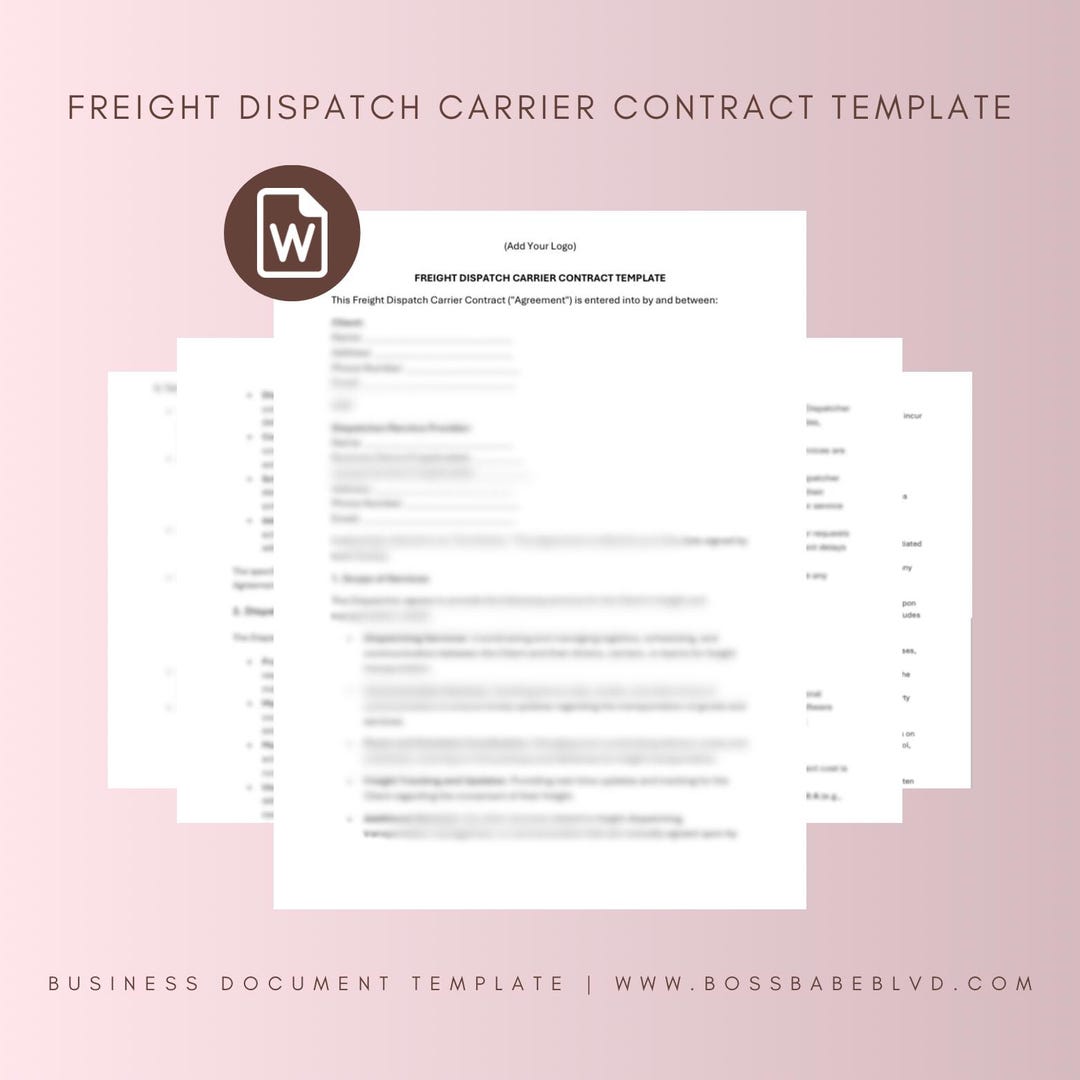 Freight Dispatch and Carrier Service Agreement, Freight Dispatch ...