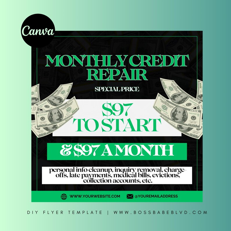 Credit Repair DIY Flyer Template, Editable Credit Repair Flyer ...