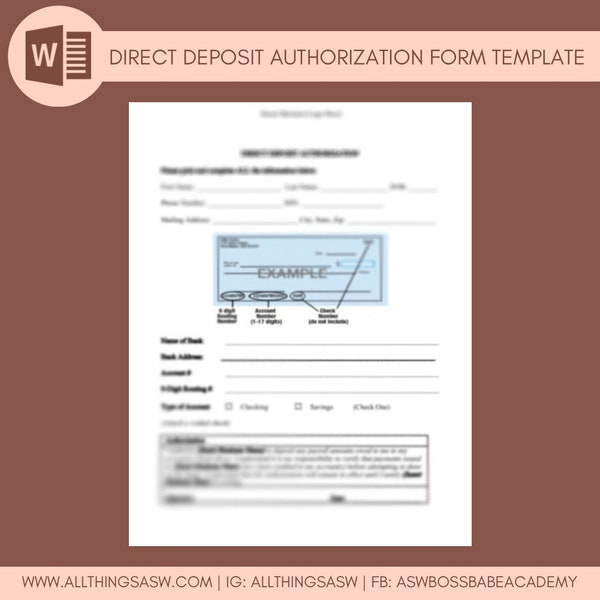 Direct Deposit Form - Etsy
