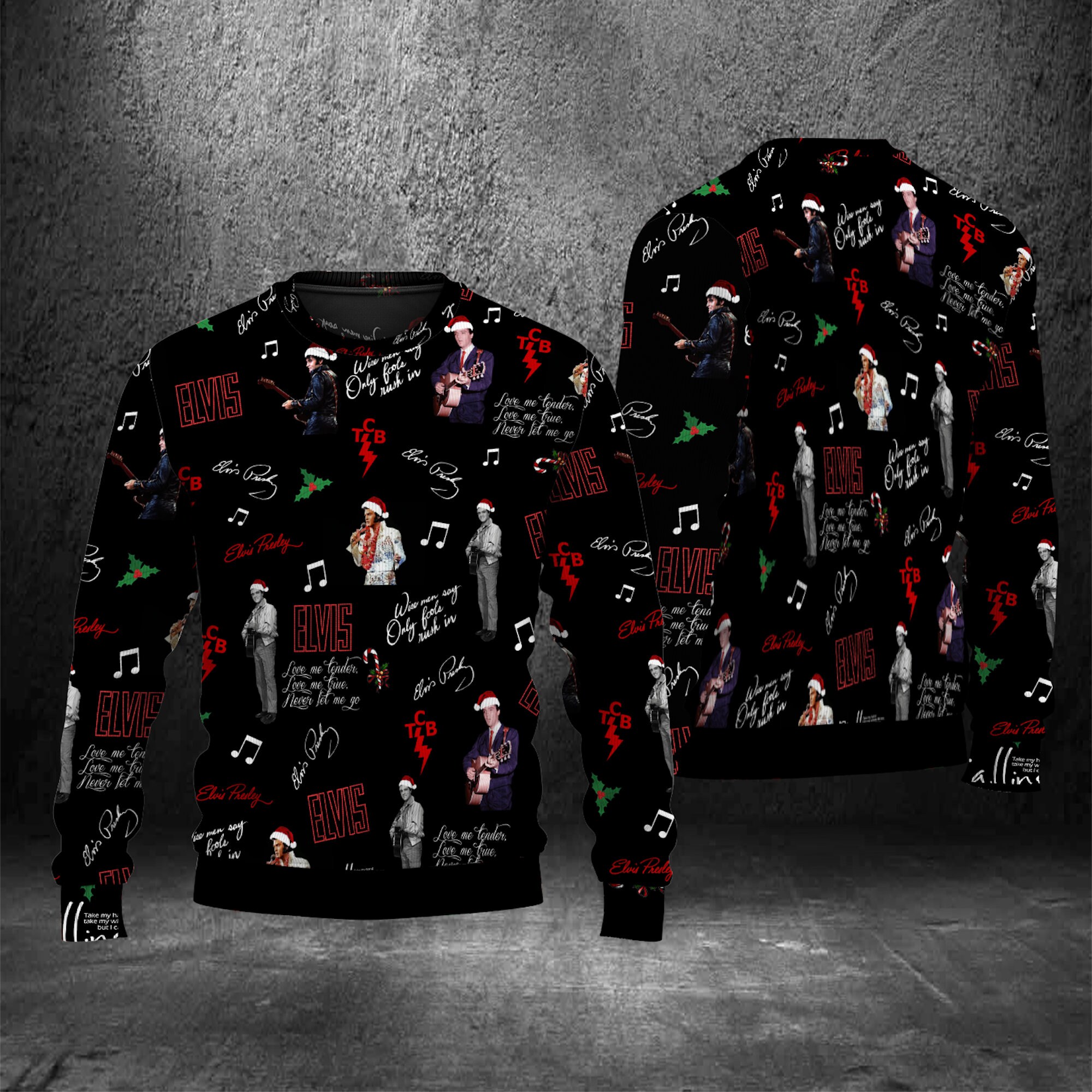 Elvis Presley Ugly Sweater 3D Over Print, Elvis Fan Ugly Sweater, King ...