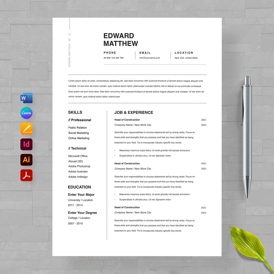 Professional Job Application Template | Modern Design for Job Seekers ...