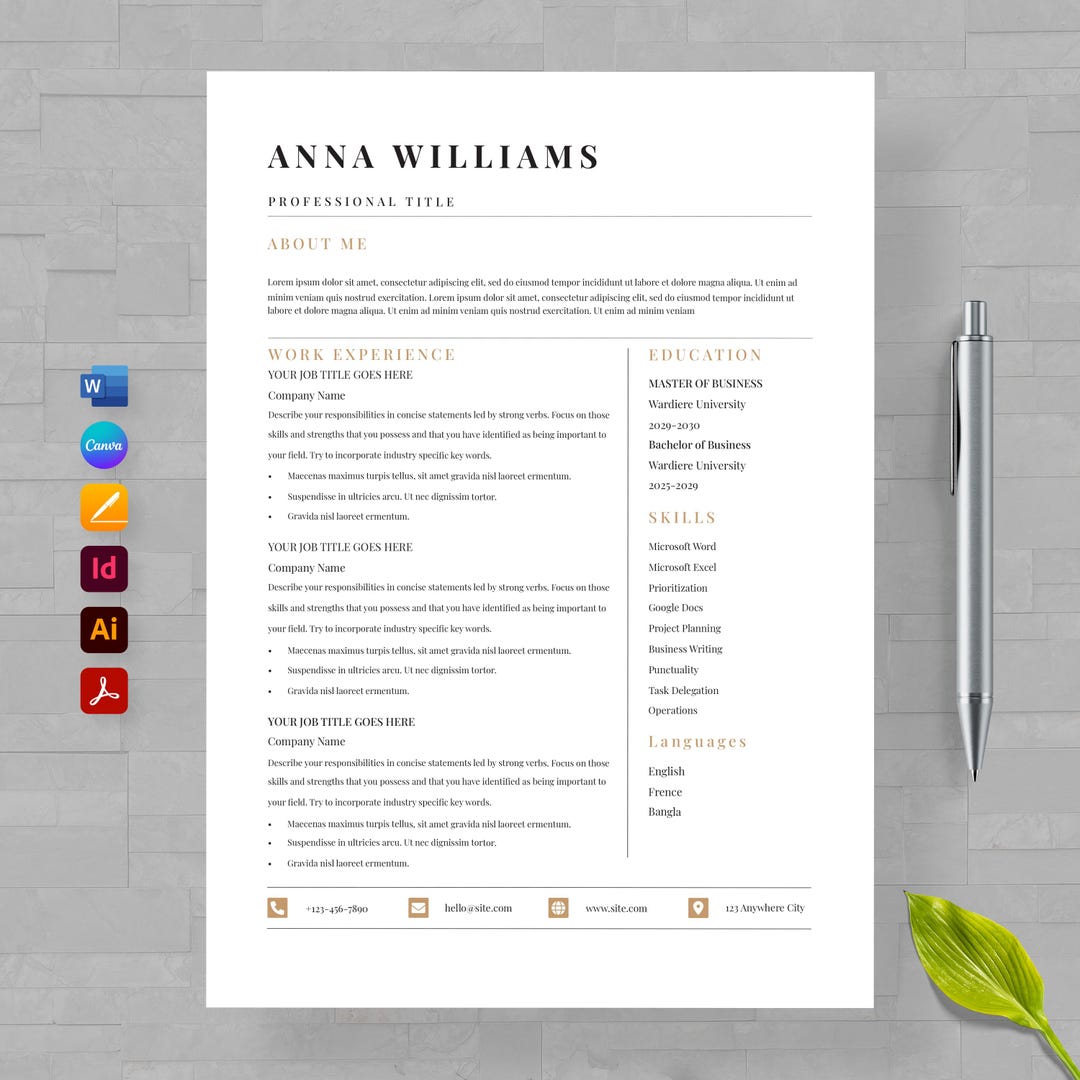 Canadian Resume Template – Professional & Ats-friendly Resume for ...