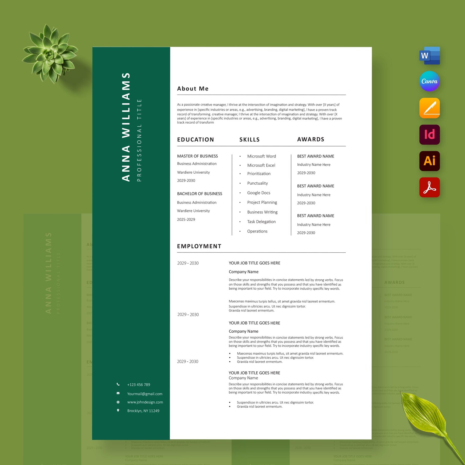 Professional Canadian Resume Template | Modern CV Design for Canadian ...