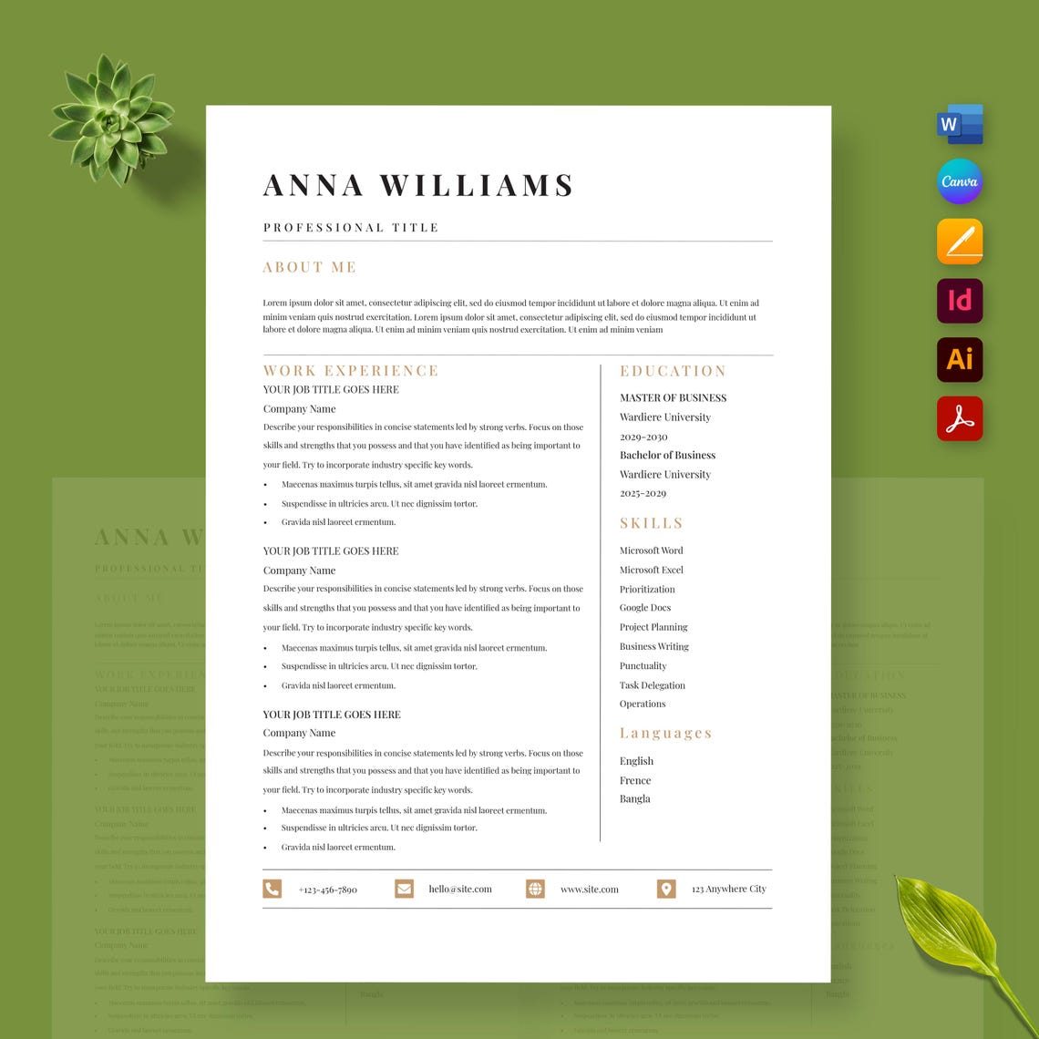 Canadian Resume Template – Professional & Ats-friendly Resume for ...