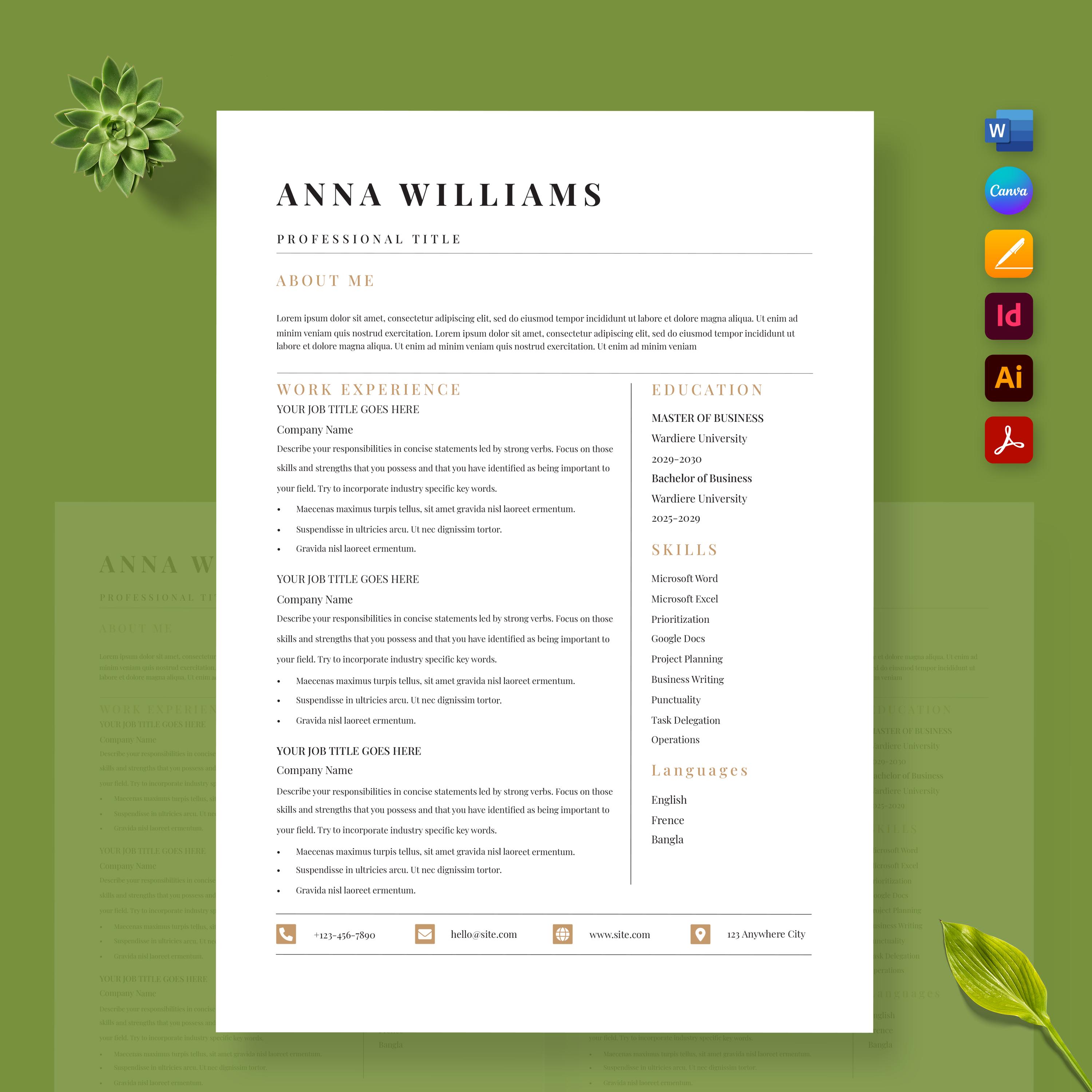 Canadian Resume Template – Professional & Ats-friendly Resume for ...