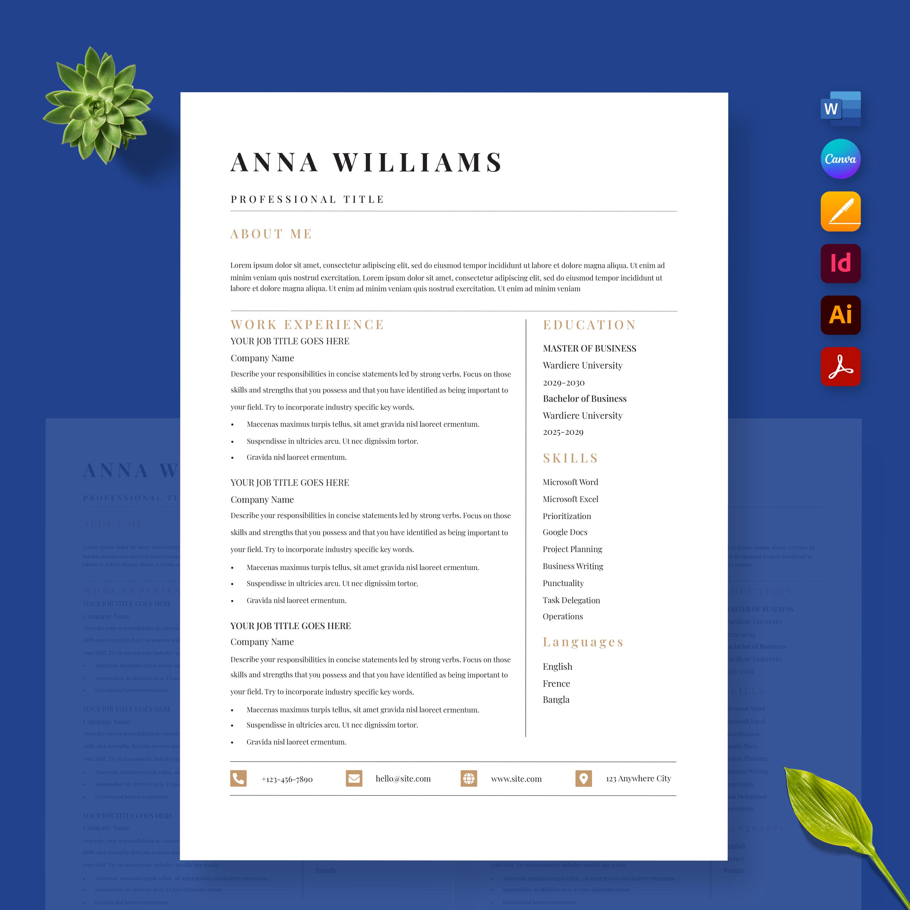 Canadian Resume Template – Professional & Ats-friendly Resume for ...