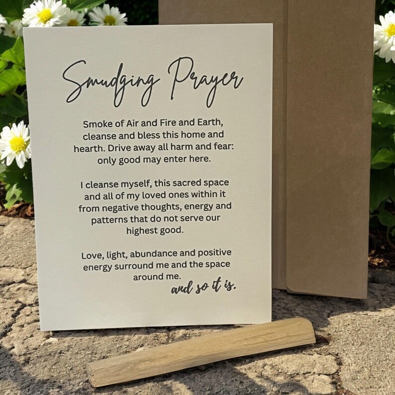 Smudging Prayer Card With Palo Santo Stick, Energy Cleansing, Stocking ...