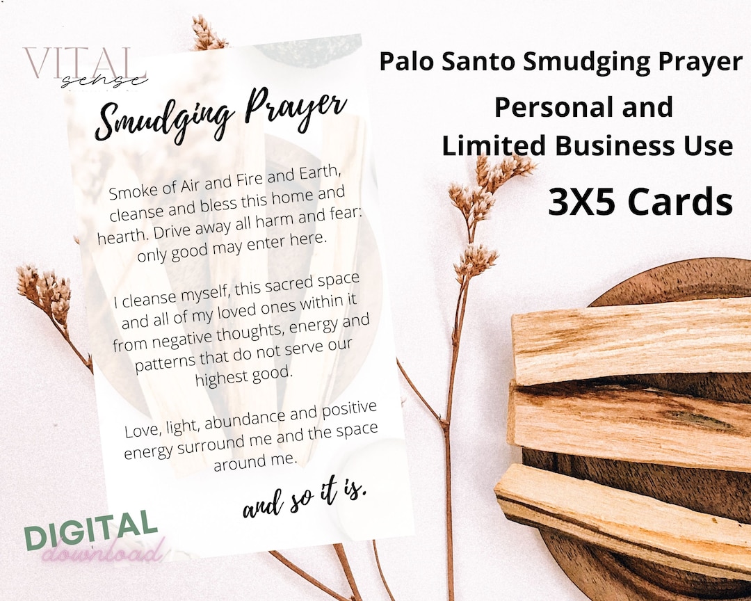 Palo Santo Smudging Printable Prayer Cards, Holy Wood Smudge Wand ...