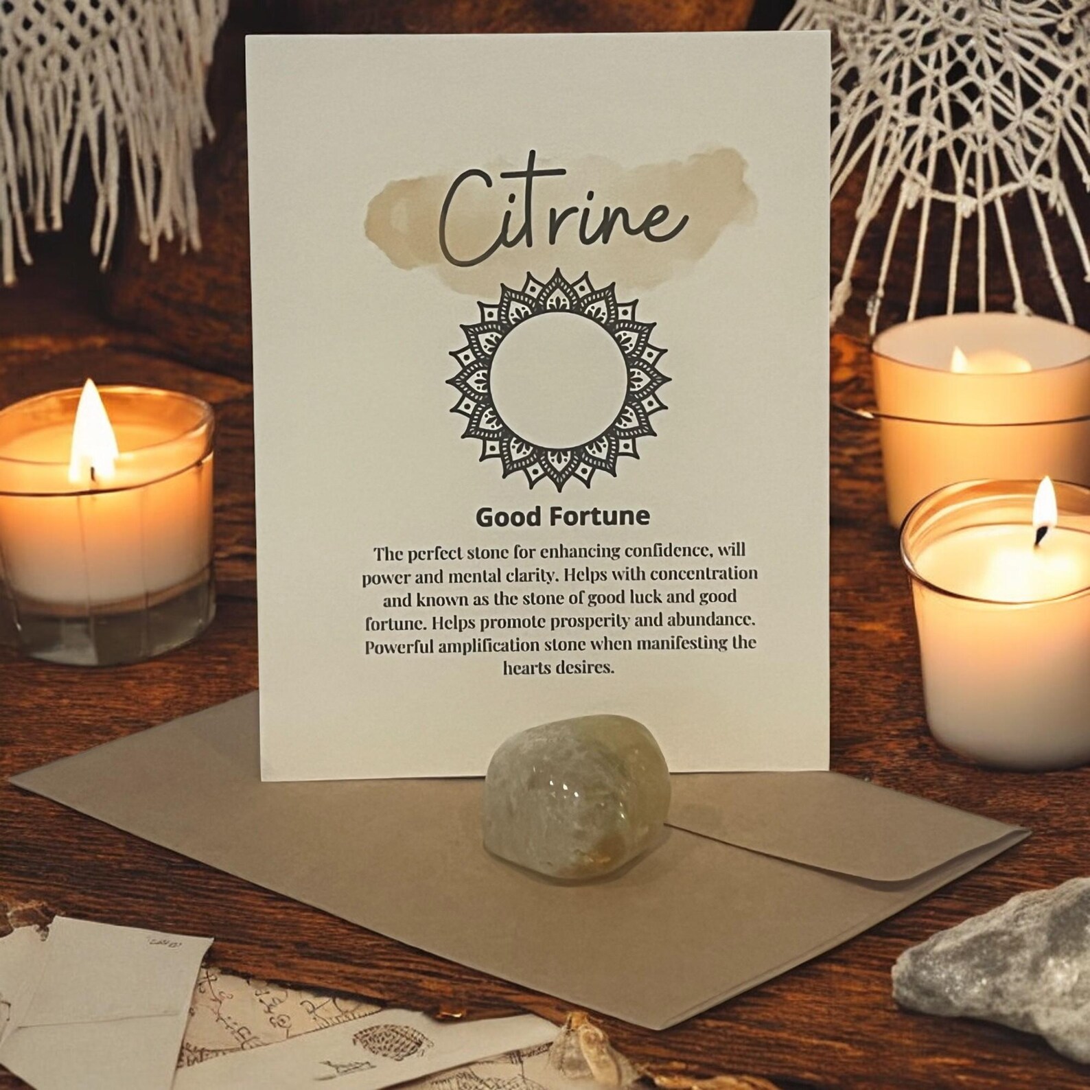 Citrine Crystal Meaning Card With Healing Stone, Abundance Energy ...