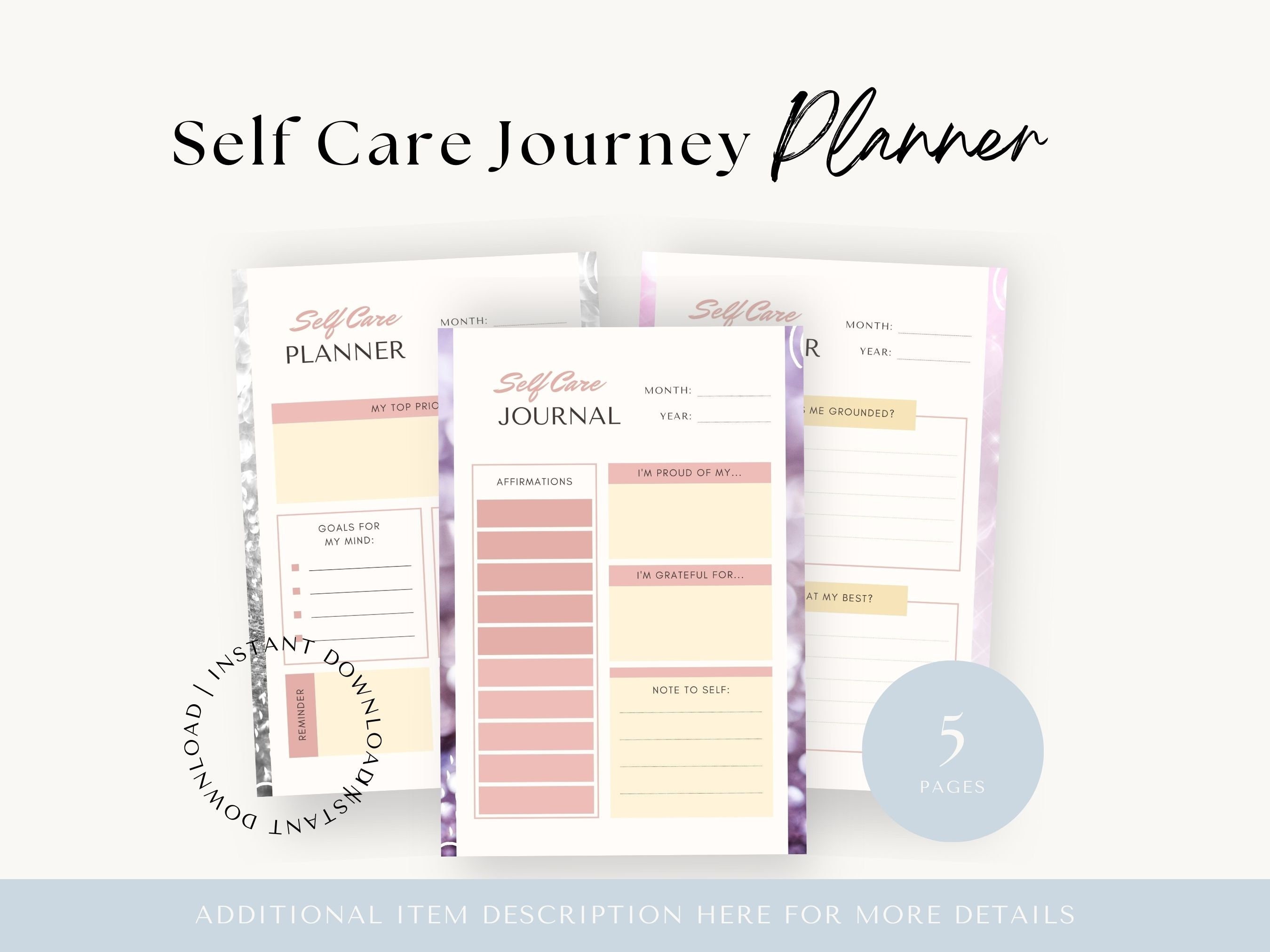 Self Care Journey Planner, Personal Wellness, Mental Health, Well Being ...