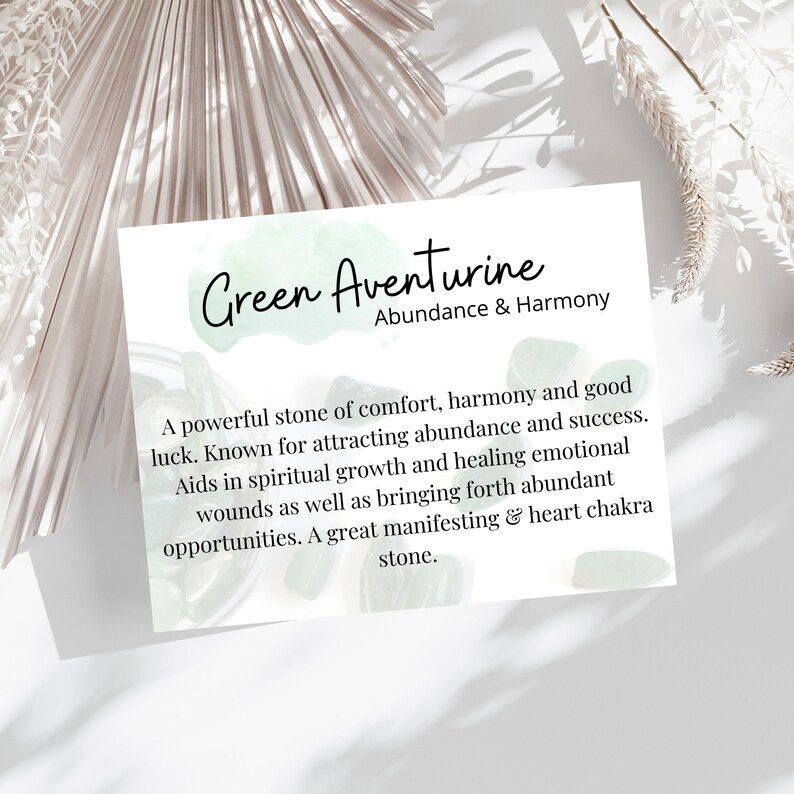 Printable Green Aventurine Crystal Meaning Card, Metaphysical Stone ...