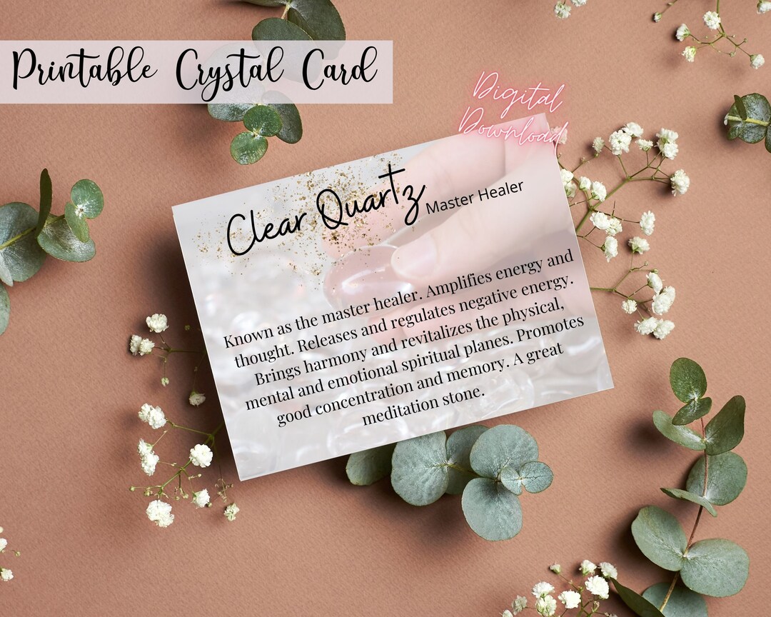 Printable Clear Quartz Crystal Card Meaning Gemstone Jewelry - Etsy UK