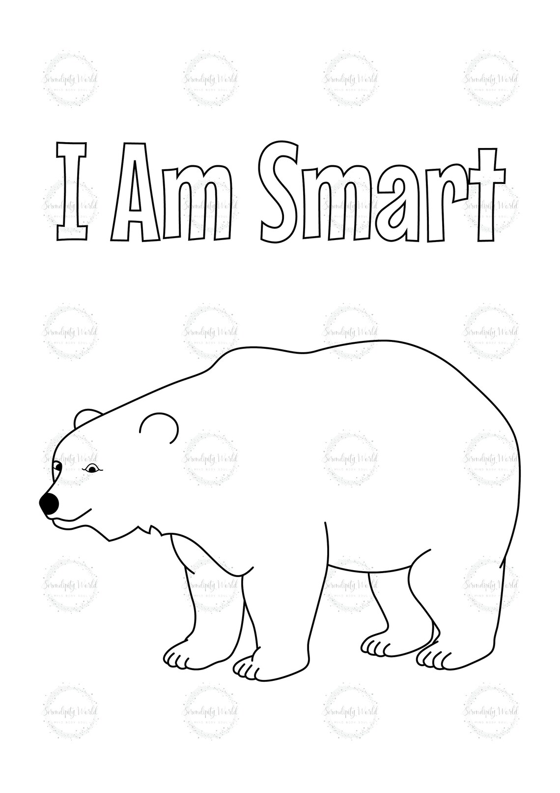 Kids Printable I Am Smart Bear Coloring Page, Children's Art Activities ...