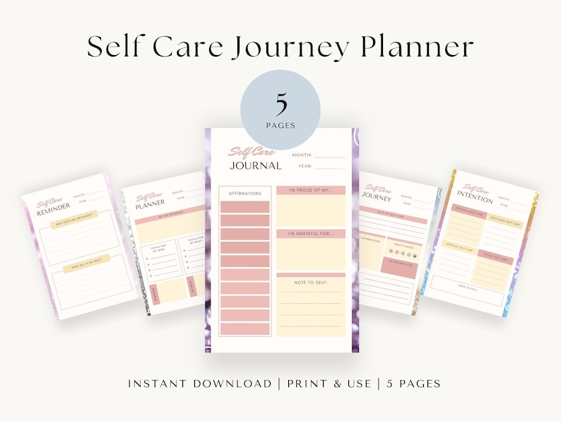 Self Care Journey Planner, Personal Wellness, Mental Health, Well Being ...