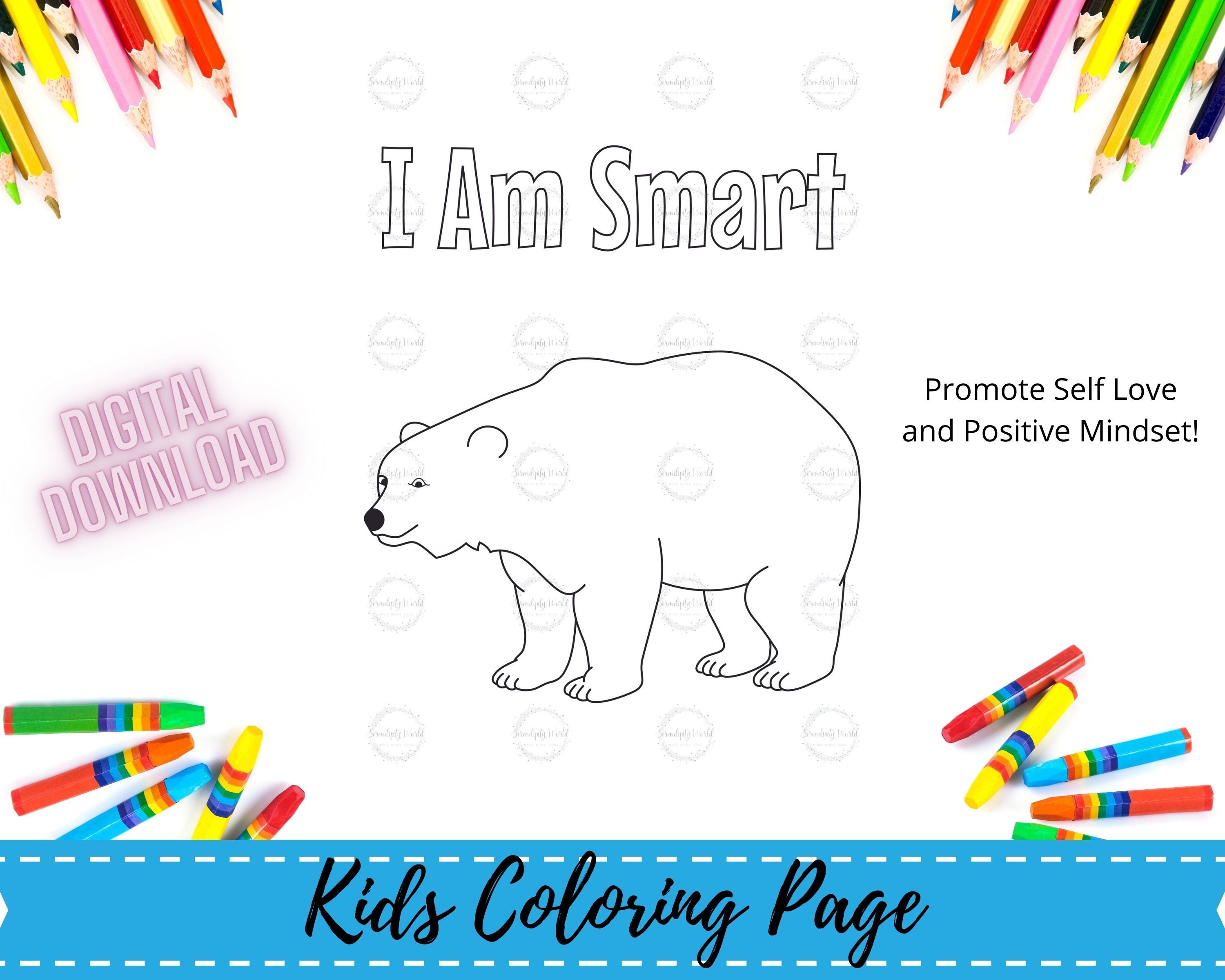 Kids Printable I Am Smart Bear Coloring Page, Children's Art Activities ...