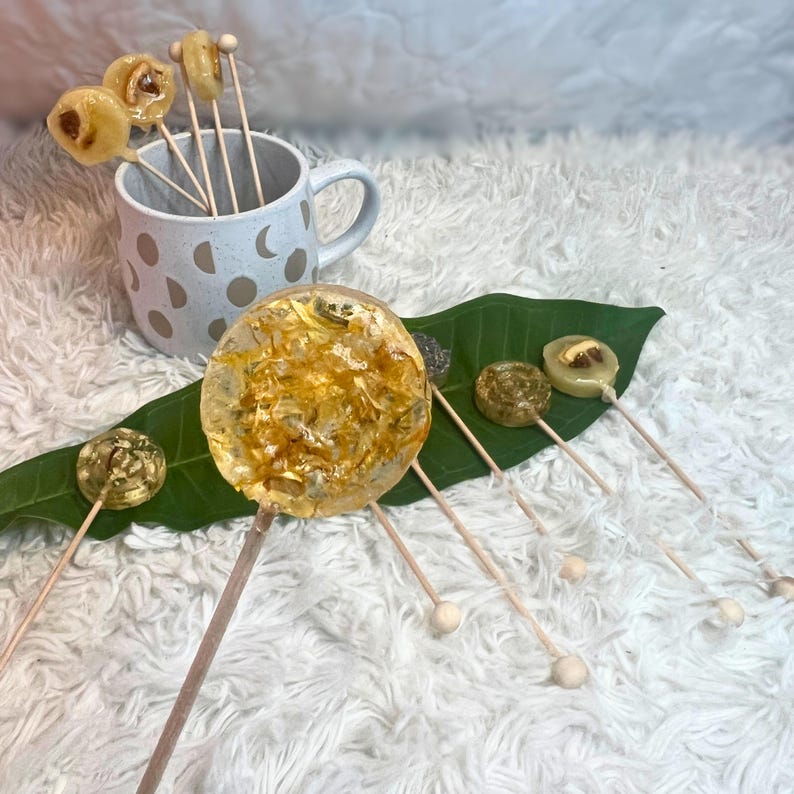 Lemon Herbal Tea Lollipop, Citrus Tea Stir Stick Candy, Natural ...