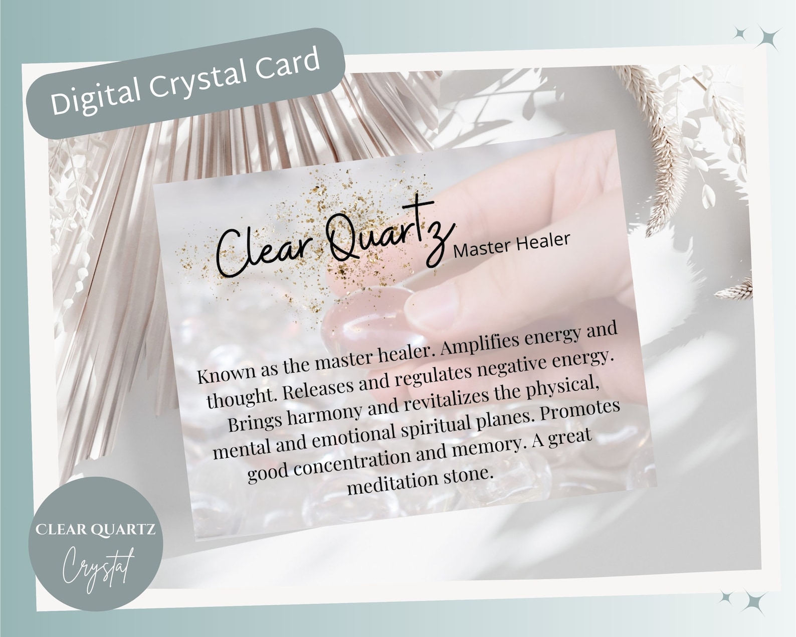Clear Quartz Crystal Meaning Card, Metaphysical Stone Gifts, Crystal ...