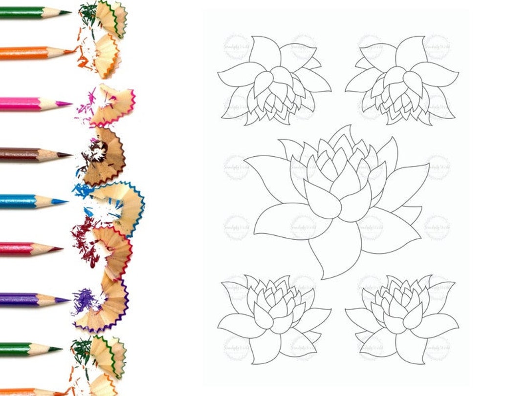 Printable Lotus Flower Coloring Page for Adult, Yoga Calming Coloring ...