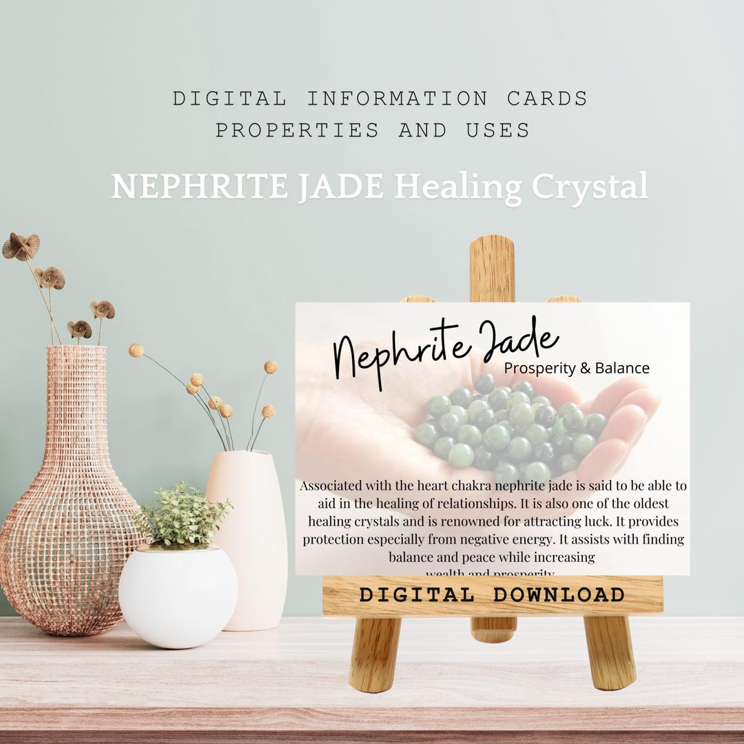 Nephrite Jade Crystal Meaning Card: Healing Properties (digital ...