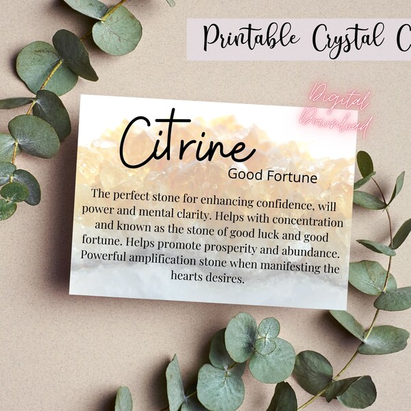 Citrine Crystal Meaning Card - Etsy