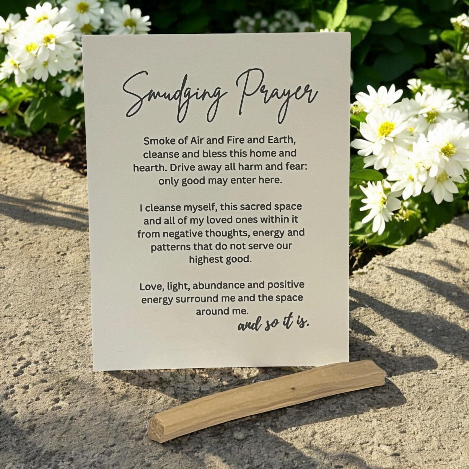 Smudging Prayer Card With Palo Santo Stick, Spiritual Energy Cleansing ...