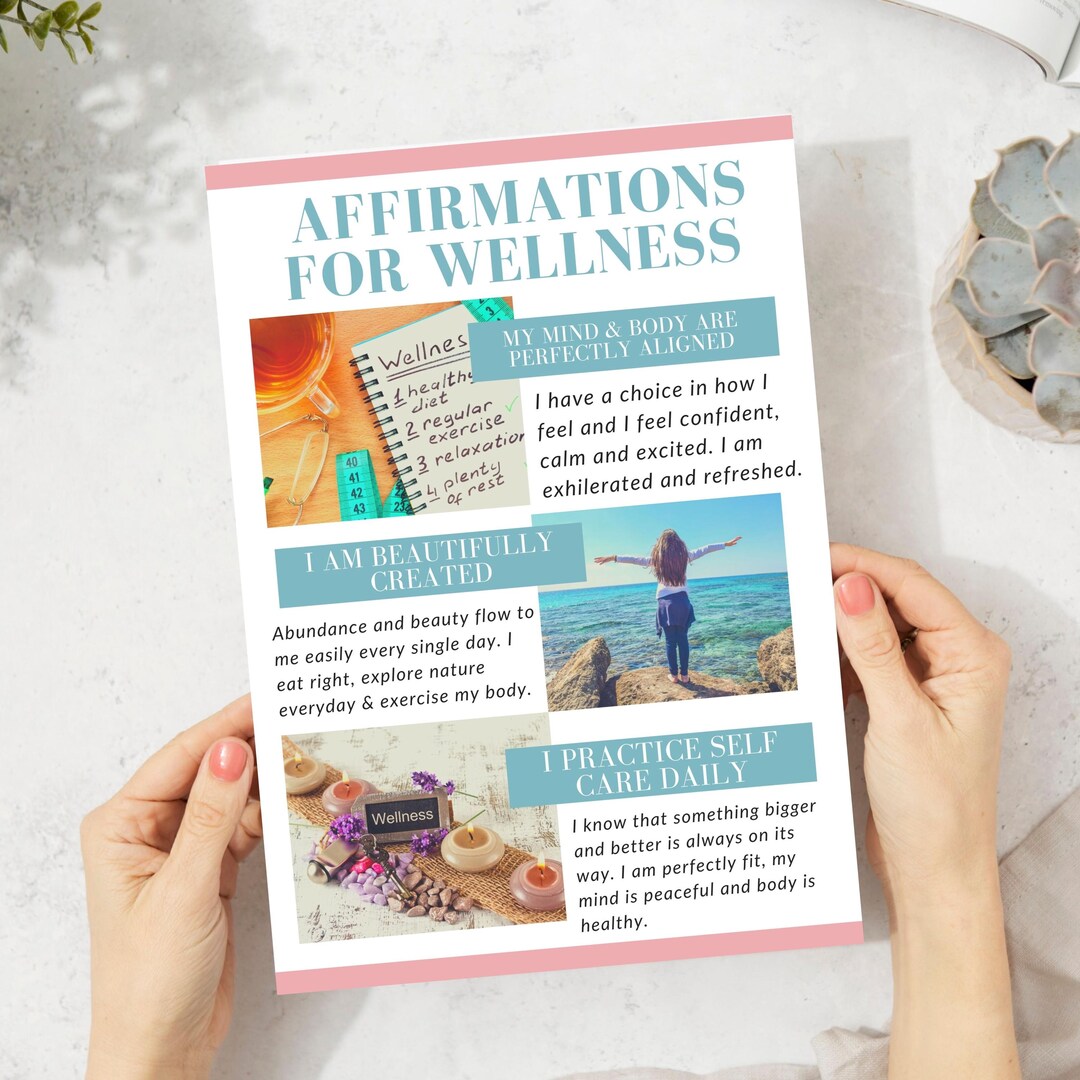 Affirmations for Wellness, Printable Mindfulness Sheet, Vision Board ...