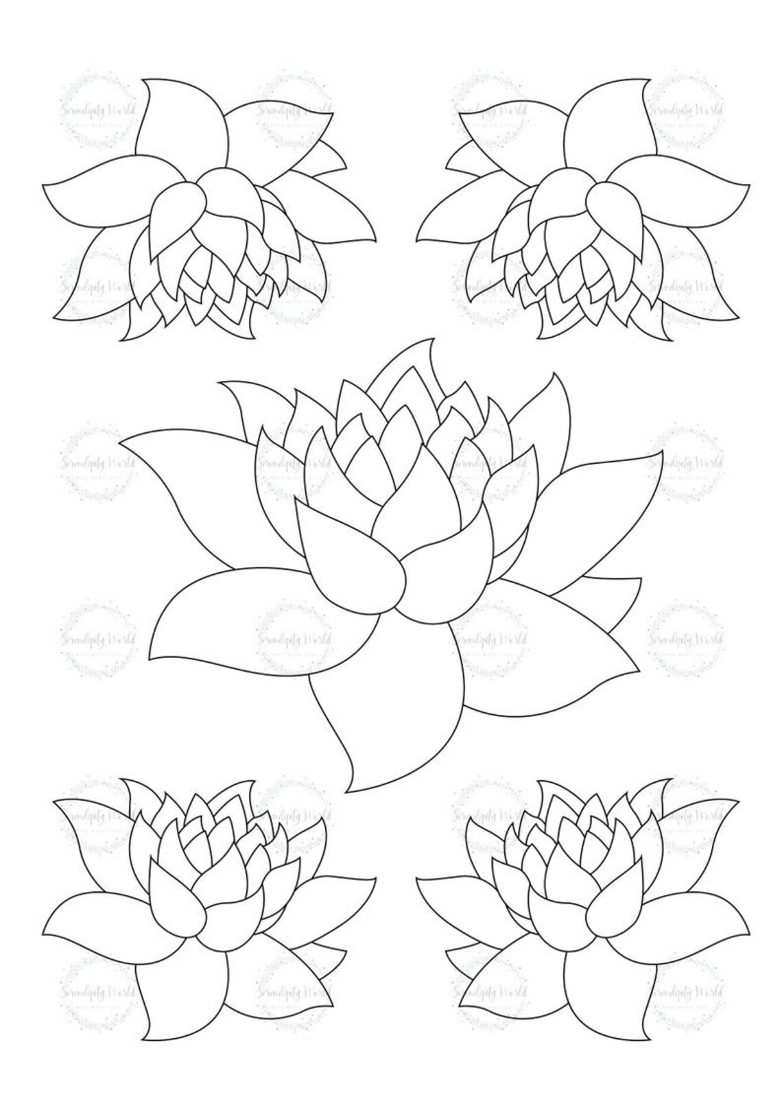 Printable Lotus Flower Coloring Page for Adult, Yoga Calming Coloring ...