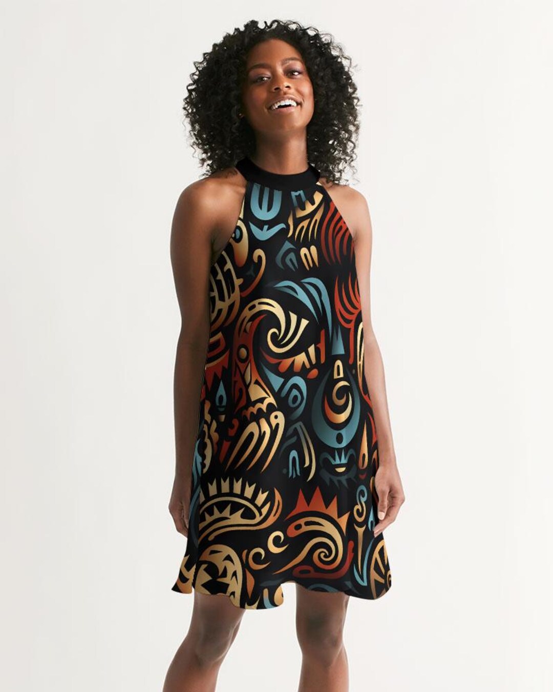 Women's Pacific Islander Tribal Print Halter Dress - Etsy