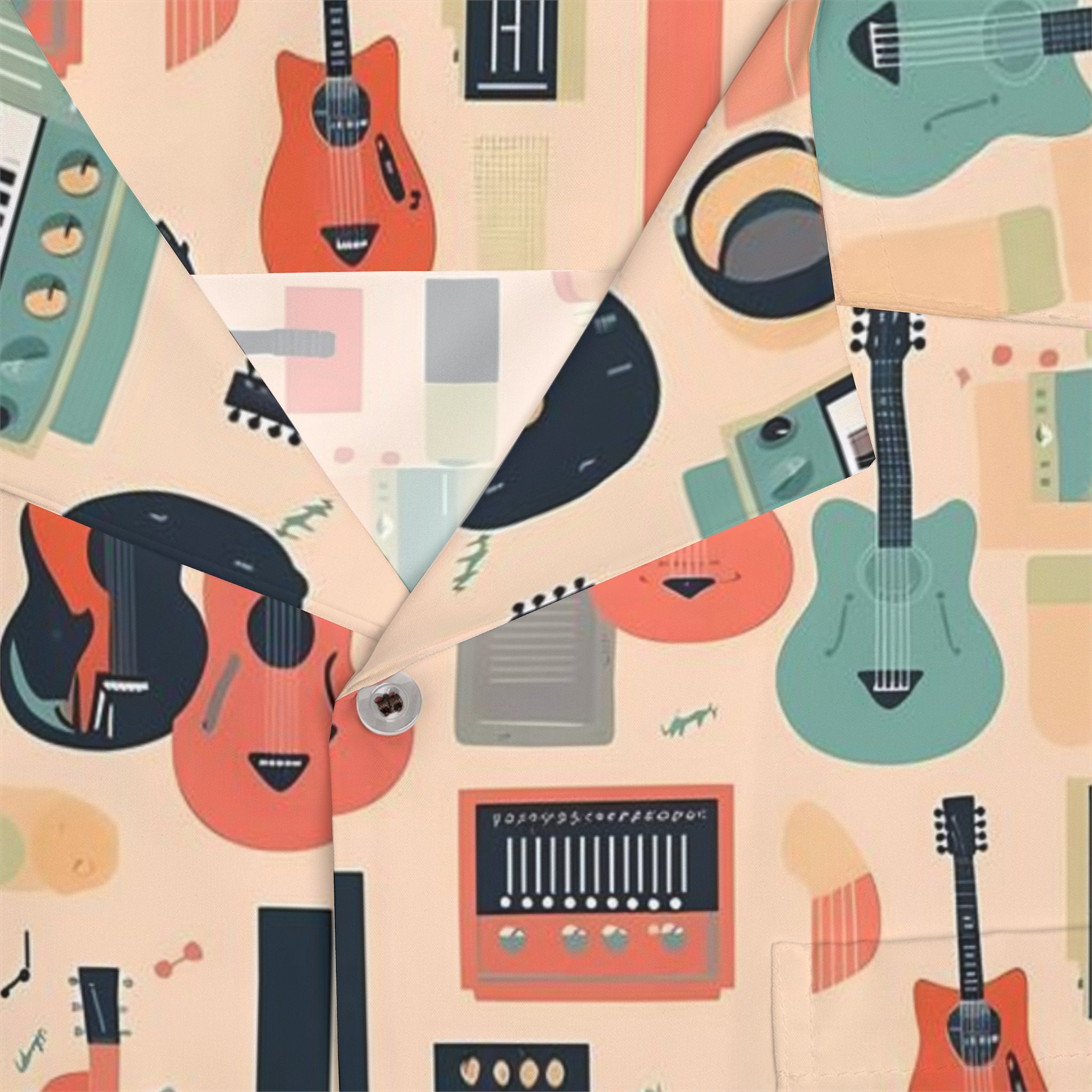 Retro Musical Instruments Pattern Men's Hawaiian Shirt - Etsy