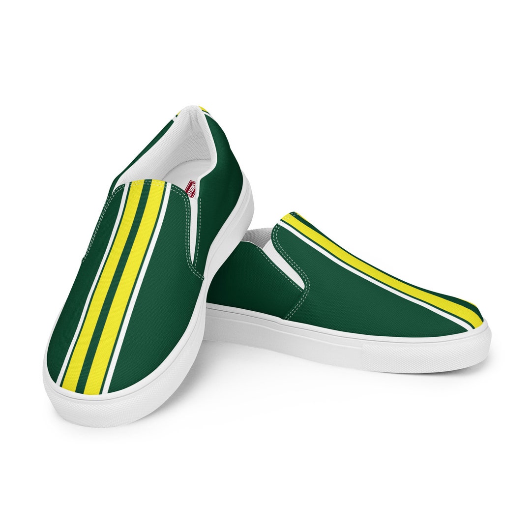 British Racing Green W/stripe Men’s Slip-on Canvas Shoes - Etsy