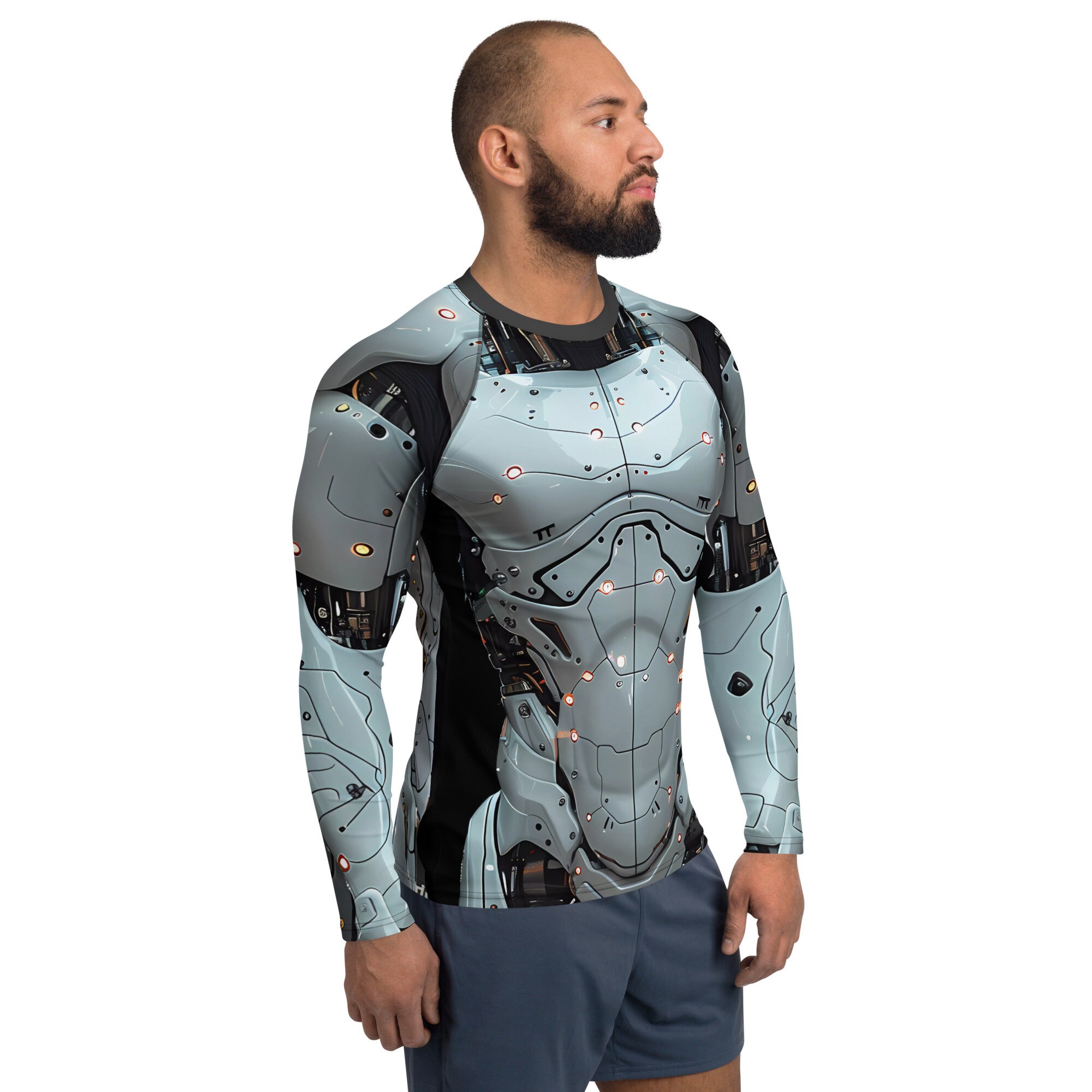 White Cyberpunk Robot Men's Rash Guard - Etsy