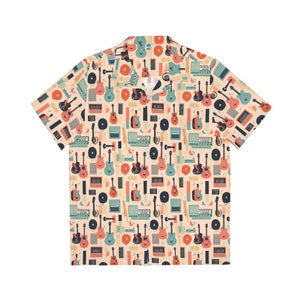Retro Musical Instruments Pattern Men's Hawaiian Shirt - Etsy