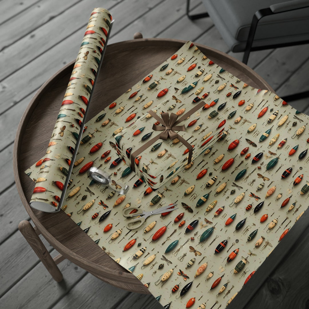 Retro Fishing Lure Pattern Wrapping Paper - Etsy