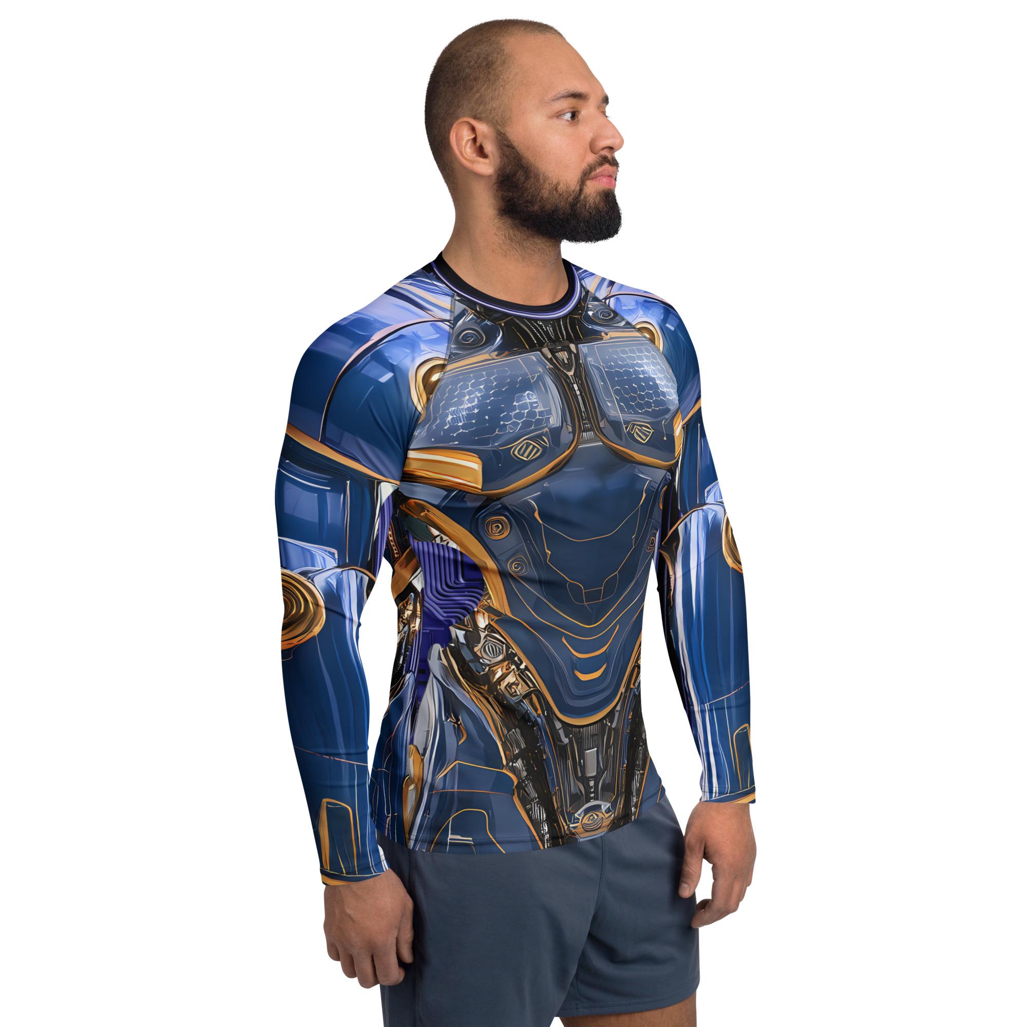 Men's Blue & Gold Robotic Rash Guard - Etsy