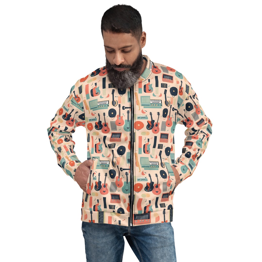 Musical Instrument Pattern Unisex Bomber Jacket - Etsy