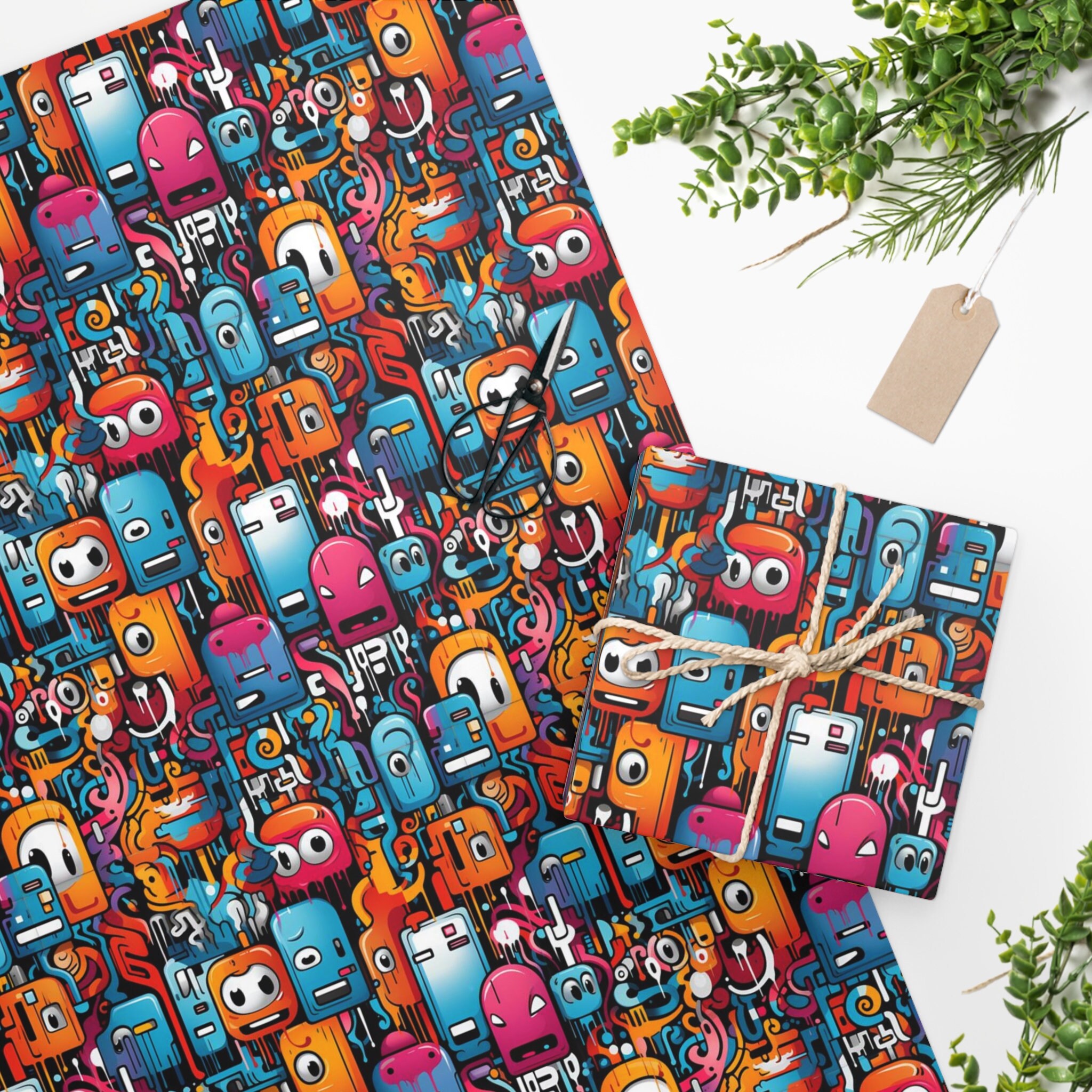 Weird Graffiti Pattern Wrapping Paper - Etsy