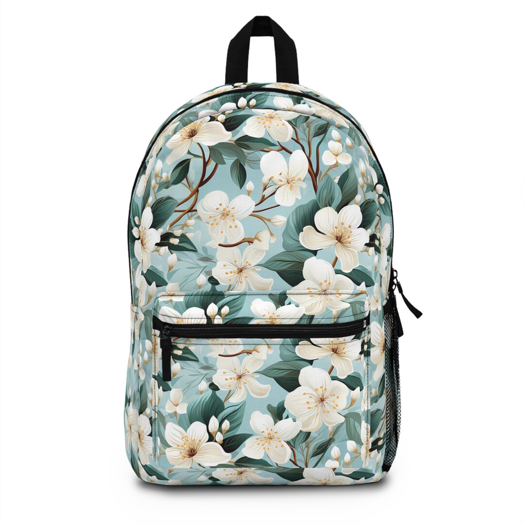 White Plumeria Pattern Backpack - Etsy