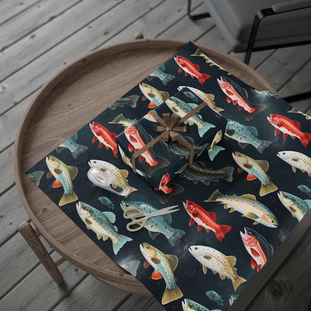 Swimming Trout Pattern Wrapping Paper - Etsy
