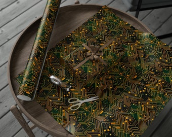 Circuit Board Pattern Lotka Wrapping Paper Geek Gift Wrap 3 Sheets ...