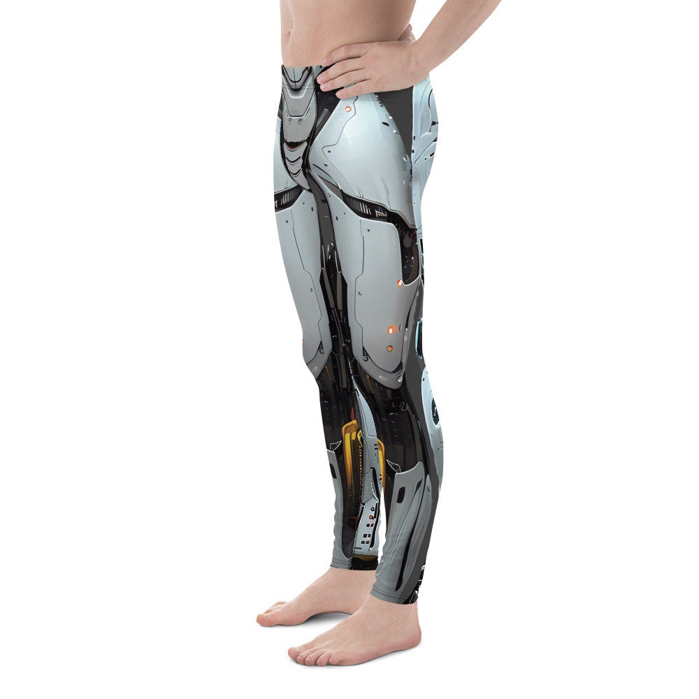 White Cyberpunk Robot Men's Leggings - Etsy
