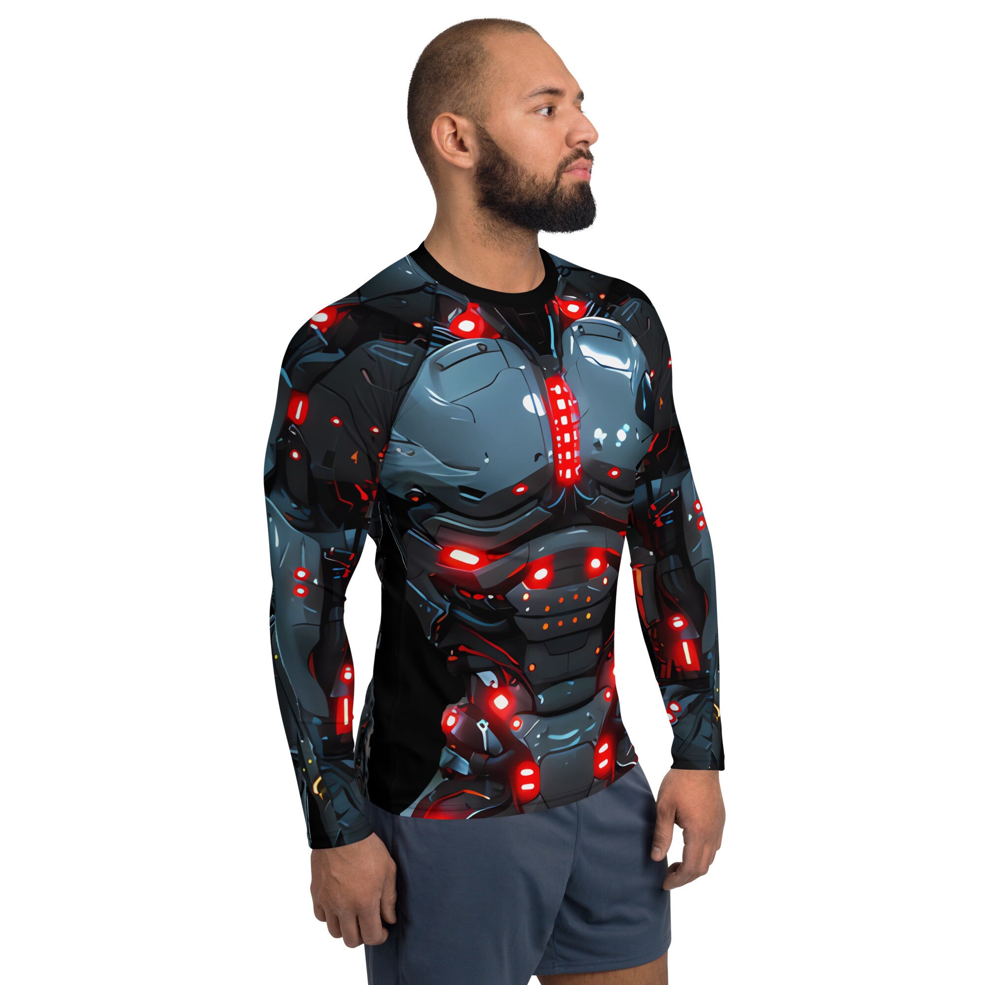 Black Cyberpunk Robot Men's Rash Guard - Etsy