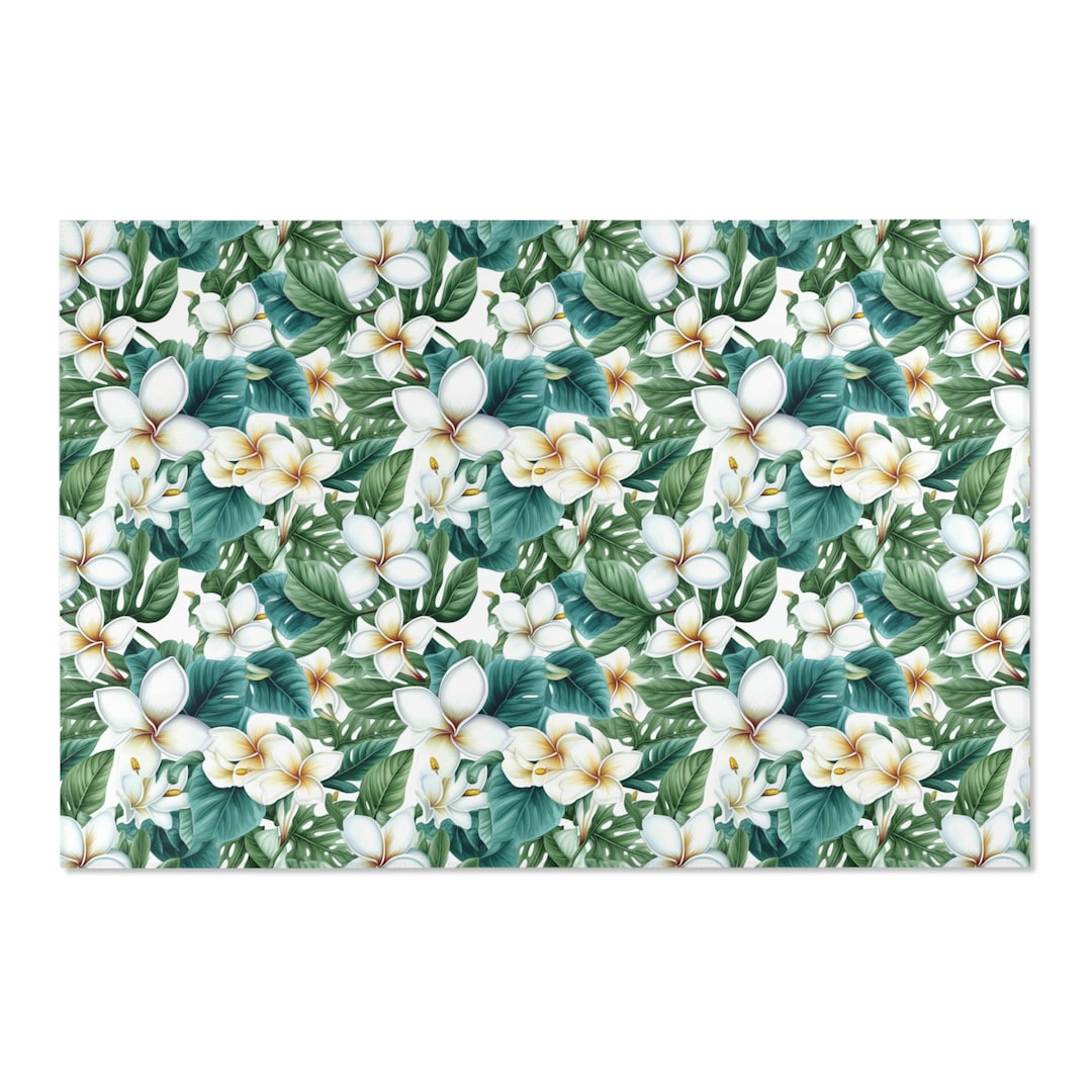 Hawaiian Style Plumeria Pattern Area Rugs - Etsy